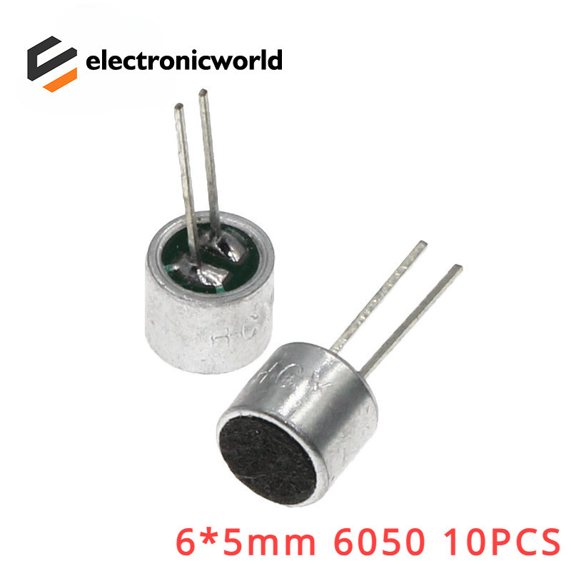 10PCS 6*5mm MIC Capsule Electret Condenser Pickup Microphone 52DB Tape Pin Mitophone 6050 ...