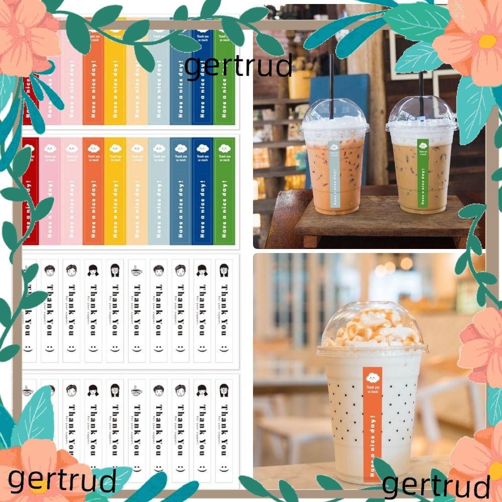 GERTRUD 100Pcs/10 Sheets Milk Tea Sticker, Small Business Water Bottle ...