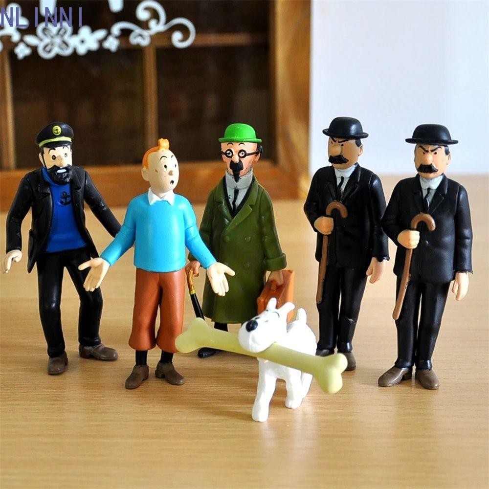 NLINNI The Adventures of Tintin Doll Gifts 6pcs/lot Collectible Model ...
