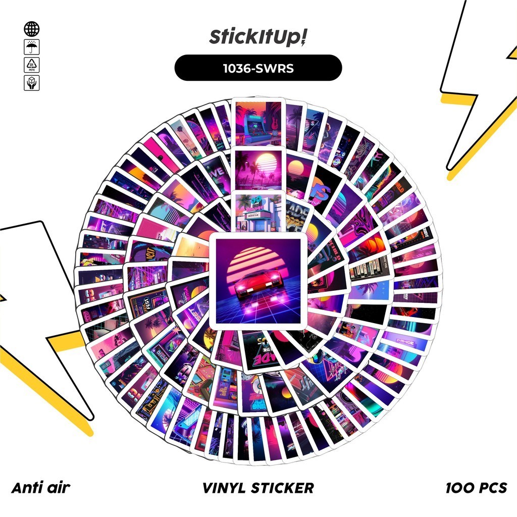 100 Pcs Vaporwave/Shockwave Pack Stickers Cute Aesthetic Vinyl ...