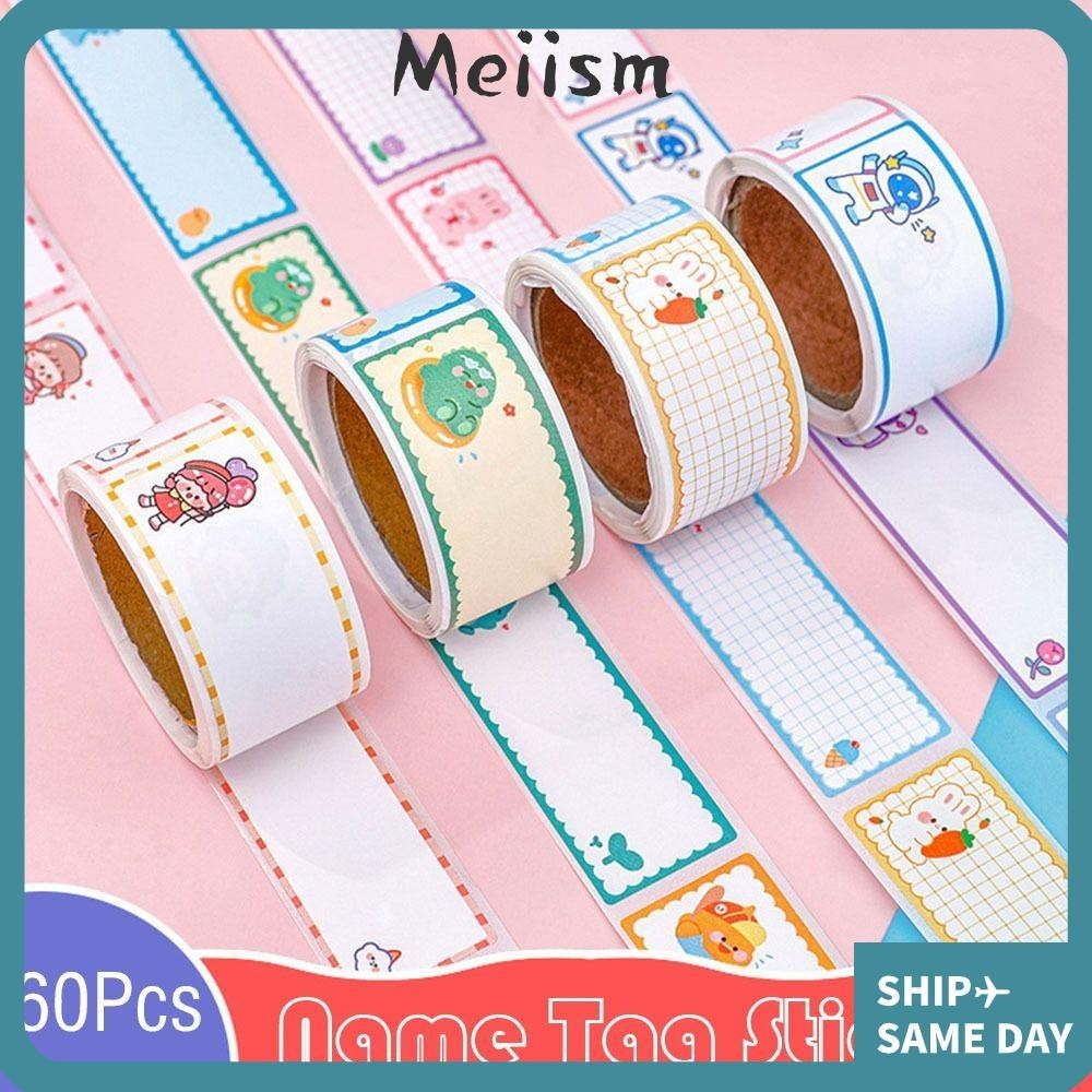 MEIISM 60Pcs/Roll Name Sticker, Self-adhesive Writable Labels Sticker ...