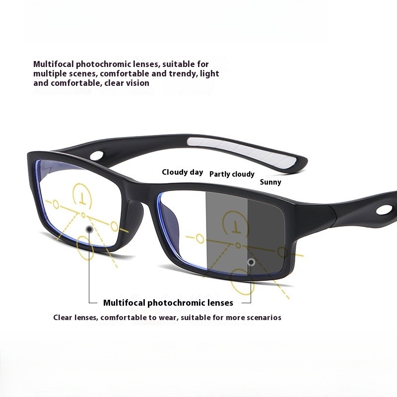 (+0~+400) photochromic Presbyopia glasses, multifocal color changing ...