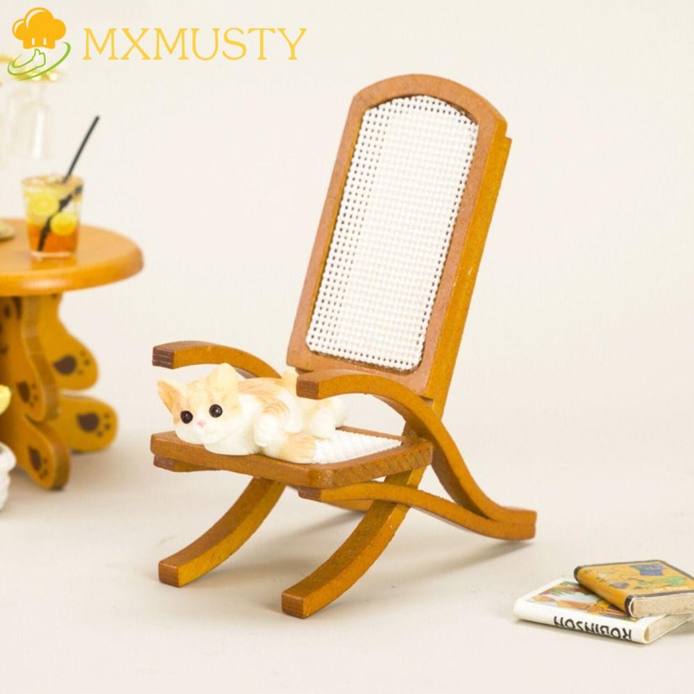 MXMUSTY Mini Rocking Chair, Realistic Miniature Swing Rocking Chair ...