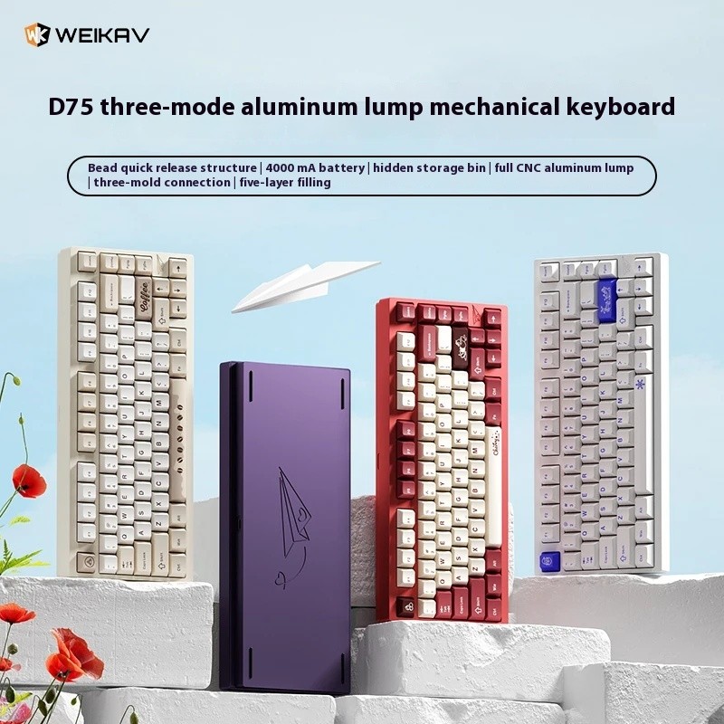 Weikav D75 Aluminum Mechanical Keyboard Wireless Bluetooth 2.4g Wired Hot Swap 75% Custom ...