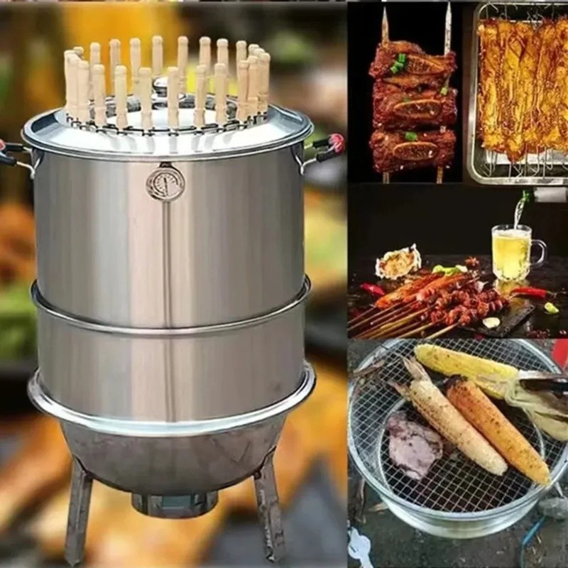 Smokeless stainless steel home BBQ grill,round charcoal stove,perfect ...