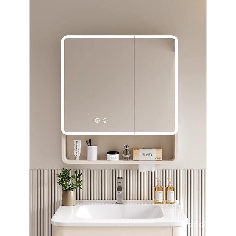 Space Aluminum Smart Bathroom Mirror Cabinet, Heightened Bathroom ...