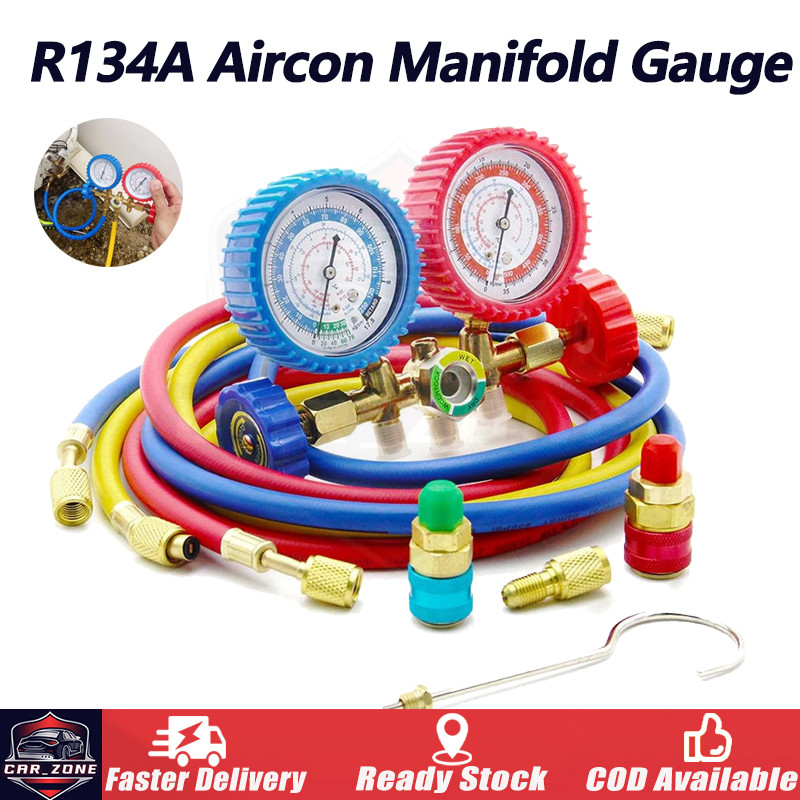R134A Aircon Manifold Gauge Freon Pressure Gauge AC Manifold Gauge Set ...