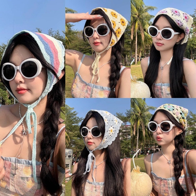 Beautiful Colorful Triangle Turban Head Kerchief Cotton Hair Bandana ...