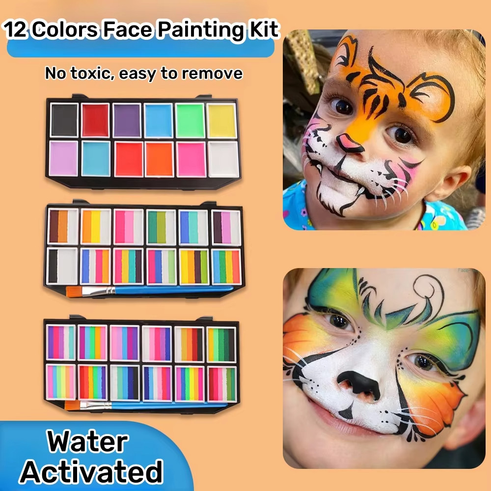 12 Grids colors Face Painting Body Paint Makeup Rainbow Water-based ...