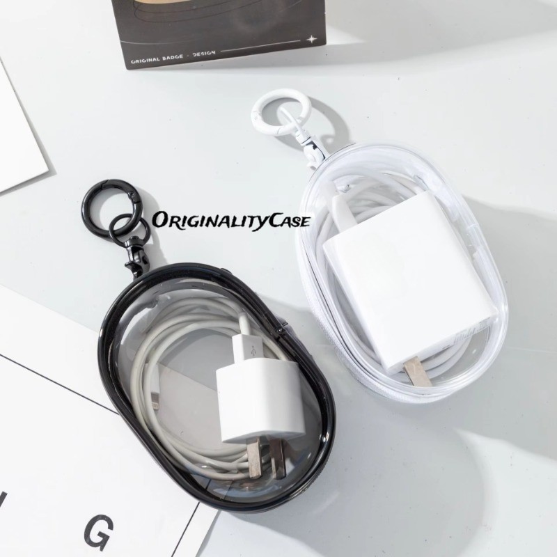 INS Clear Data Cable Storage Box for Travel Portable Data Cable Storage Box Zipper Bag Key ...