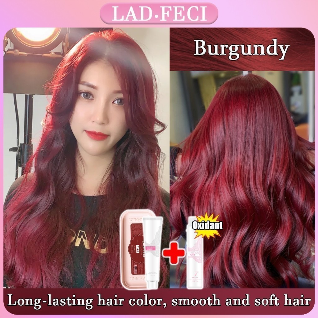 LAD Hair Color Permanent Burgundy(100ml Hair Dye+100ml Oxidizer) WOMEN ...