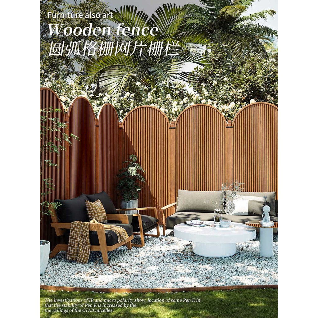 Outdoor Courtyard Anti-Corrosion Solid Wood Fence Garden Partition ...