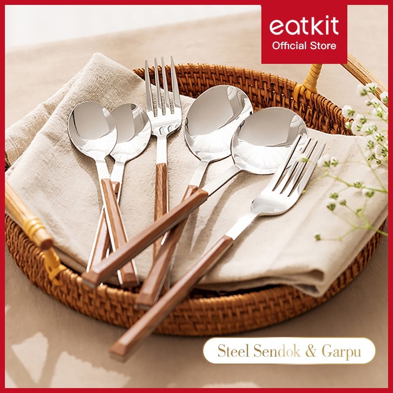 KAYU Eatkit Thick Durable Wooden Stainless Steel Cutlery Korean Quality ...