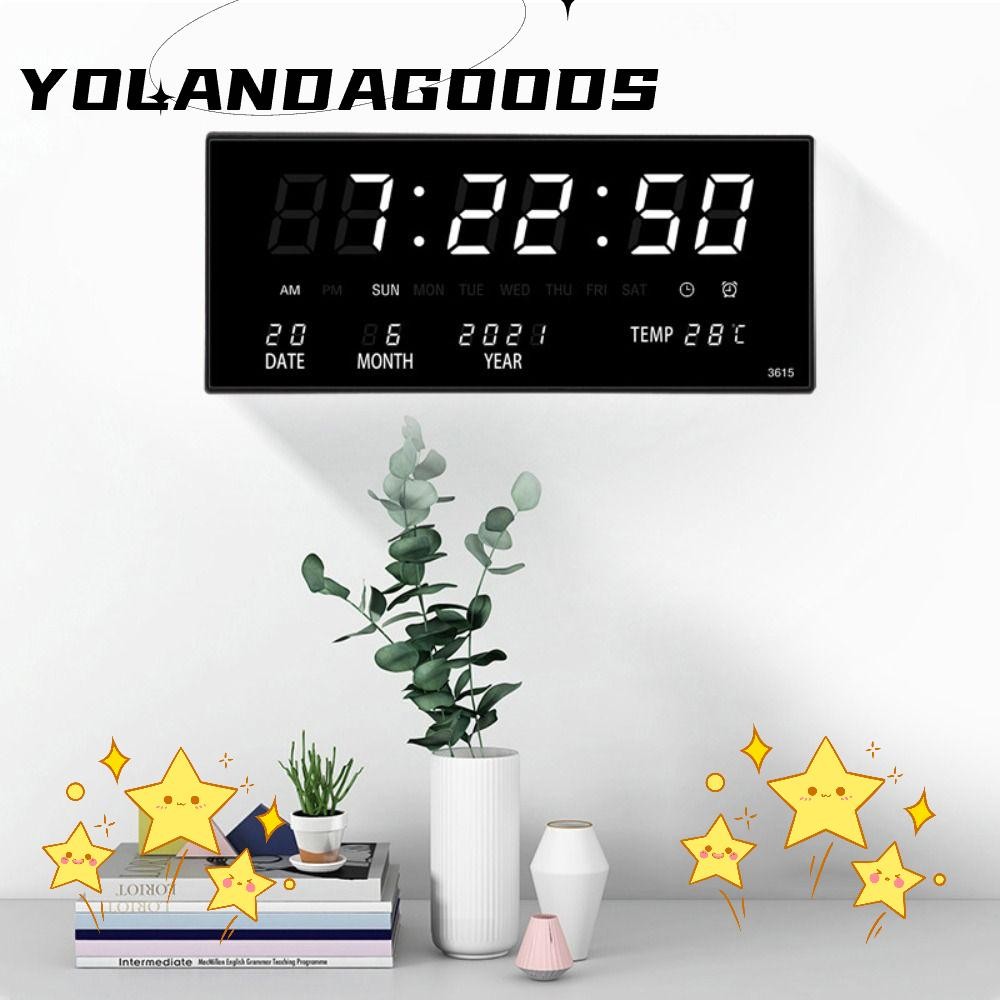 YOLA Electronic Wall Clock, Wall-mounted Temperature Digital LED Clocks ...