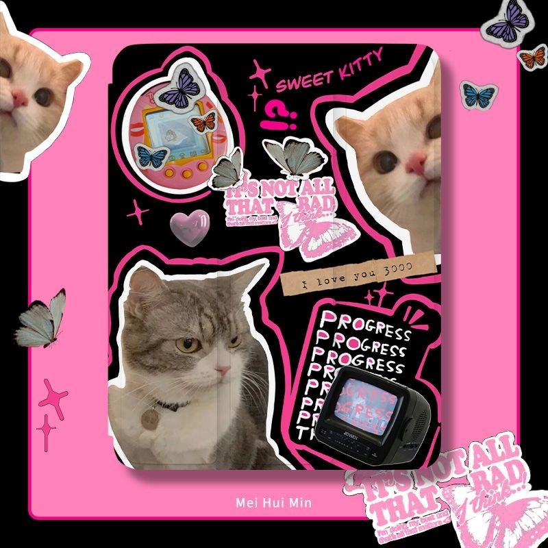 For iPad Air5 Air4 gen10 Gen9 Gen8 Gen7 Anti drop Cartoon Sticker Cat ...