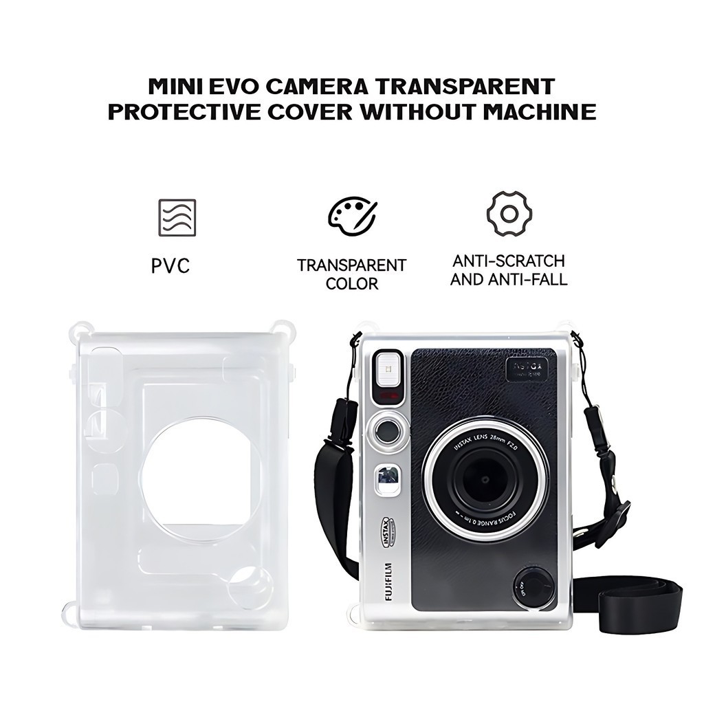 Pikxi Fujifilm Instax Mini EVO Crystal Clear Case with Removable Strap ...