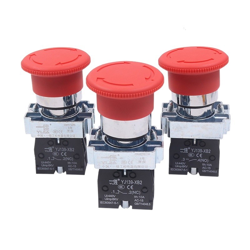 Yijia power supply emergency stop metal mushroom head stop XB2-BS542 545 emergency button switch ...