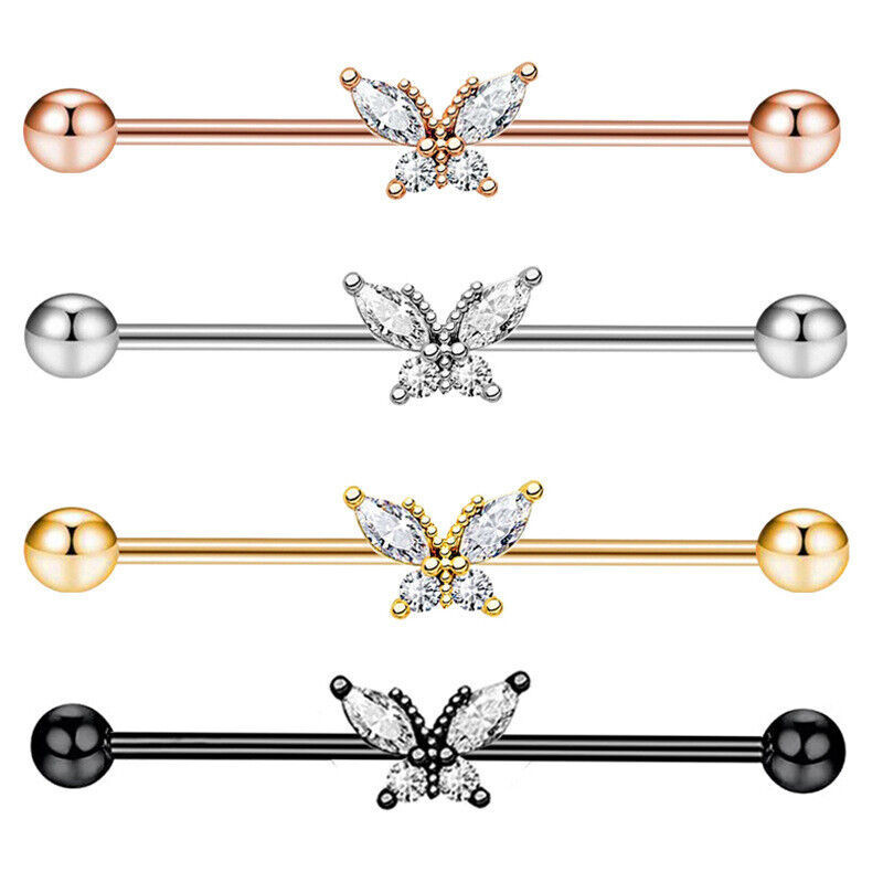 14G Industrial Scaffold Bar Arrowhead Straight Barbell Ear Piercing Butterfly | Shopee Philippines