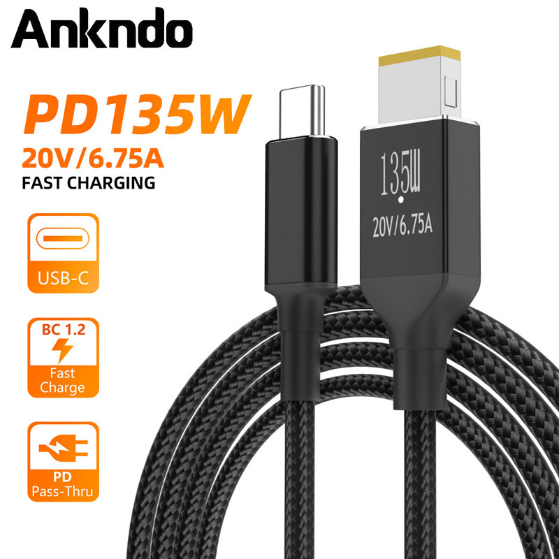 Ankndo 135W USB Type C to Square Male Plug Converter USB C Fast PD ...