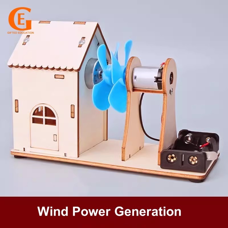 GIFTED EDUCATION DIY Wind Power Generation Fan House Wooden Assembly ...