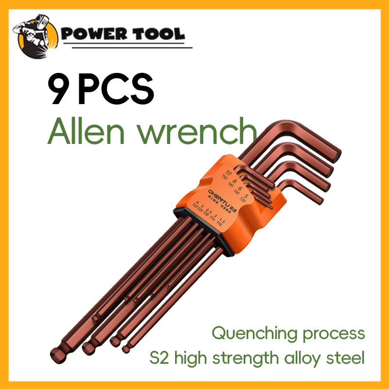 9 pcs Allen Wrenches Sets Magnetic Ball End S2 Steel End Torx Key star ...