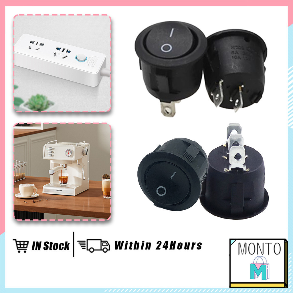 1Pc 20mm Diameter Round Rocker Switches Black Mini Round 2/3 Pin ON-OFF ...