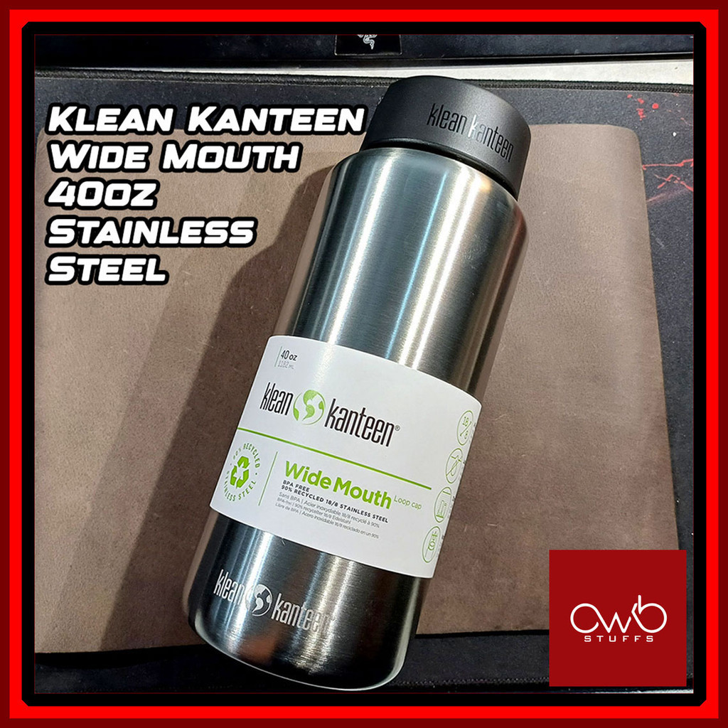 Klean Kanteen Wide Mouth Loop Cap 40oz Stanless Steel Canteen Bottle ...