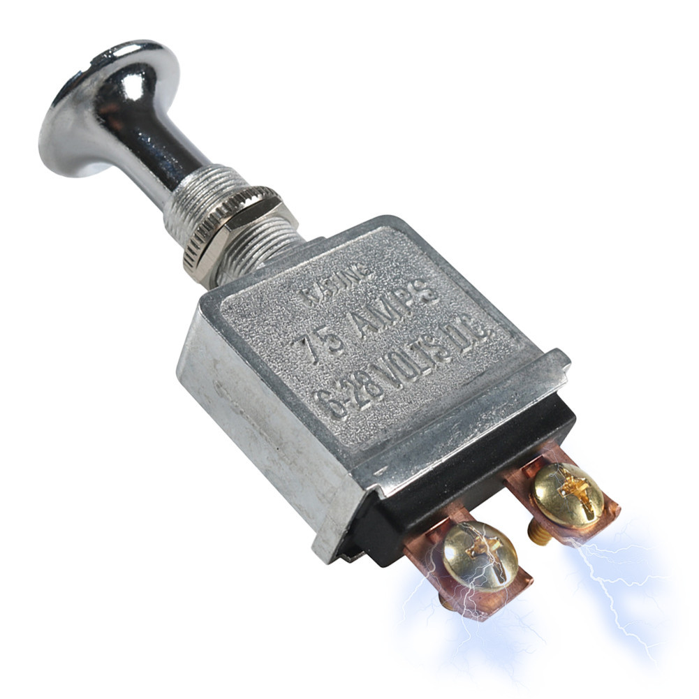 Heavy Duty Metal Push Pull On Off Switch 75 AMP 2 Terminals for Car Van ...