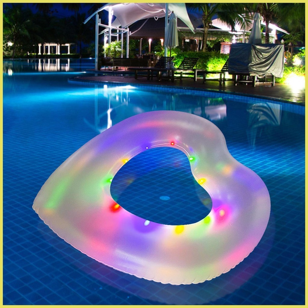 Pool Tubes Summer Heart Pool Float with LED lights Summer Floatie with ...