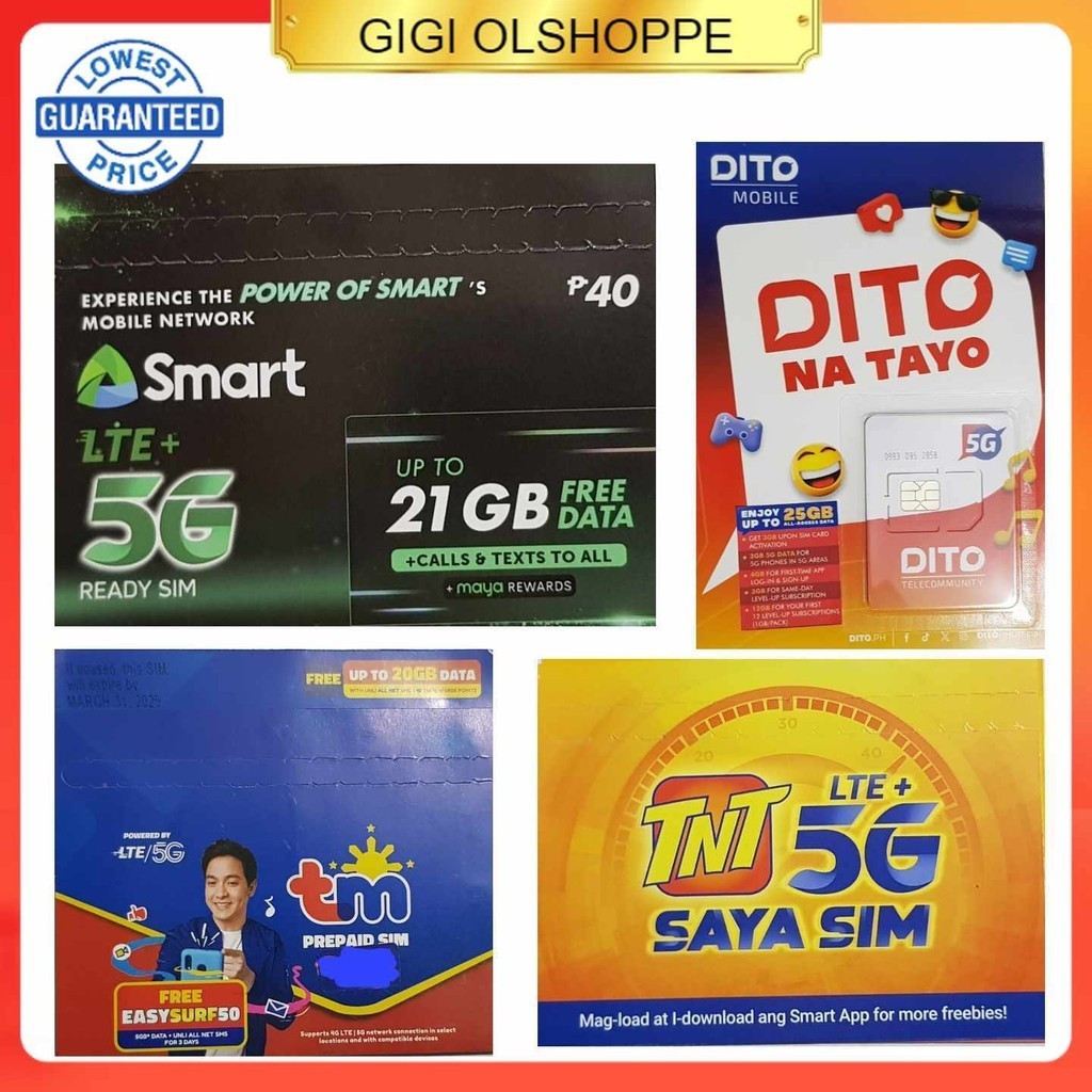 Gigi 5G SIMCARD TNT / GLOBE / SMART / TM / DITO SIM CARD | Shopee ...
