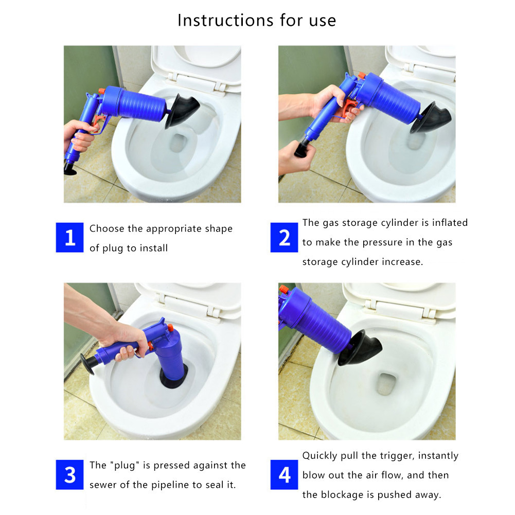 Air Power Drain Blaster Gun High Pressure Pipe Plunger Drain Cleaner ...
