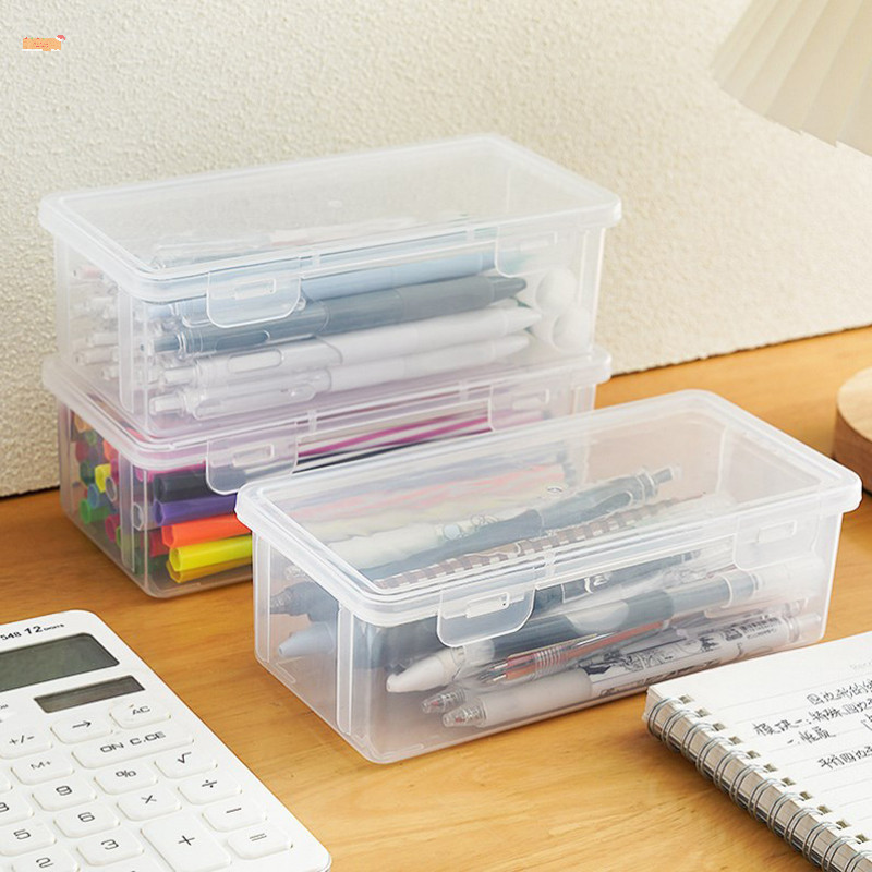 Sweet Transparent Pencil Box Hard Plastic Pencil Case Crayon Pen Box ...