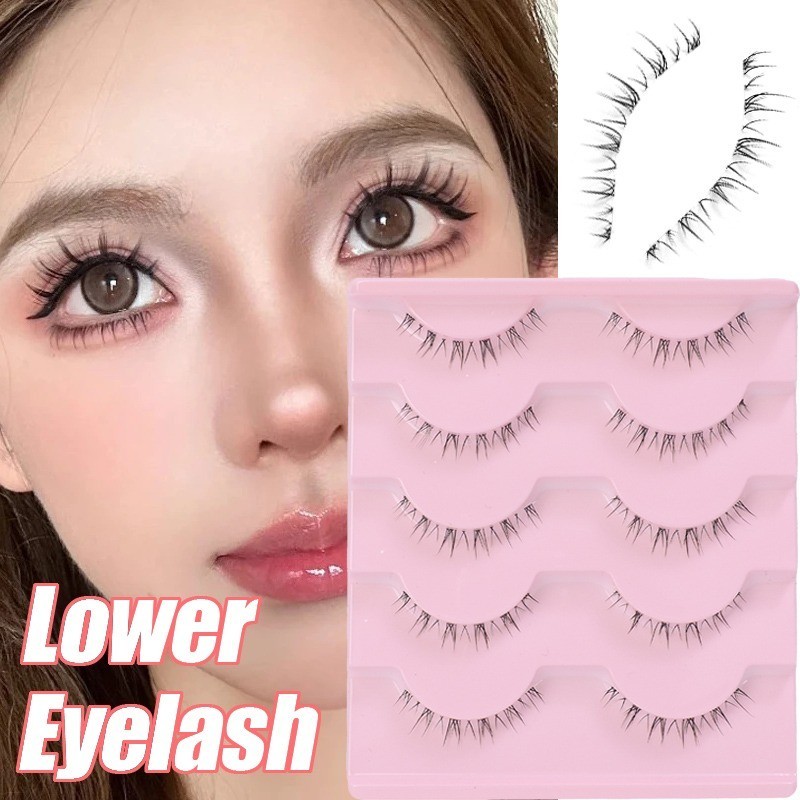5 Pairs 3D Natural Lower Eyelashes Makeup Tool / Soft Hair Transparent ...
