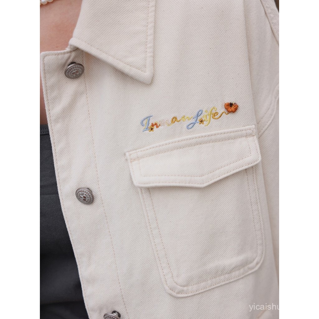 Women's Jacket New Denim Embroidered White Workwear Jacket Hong Kong ...