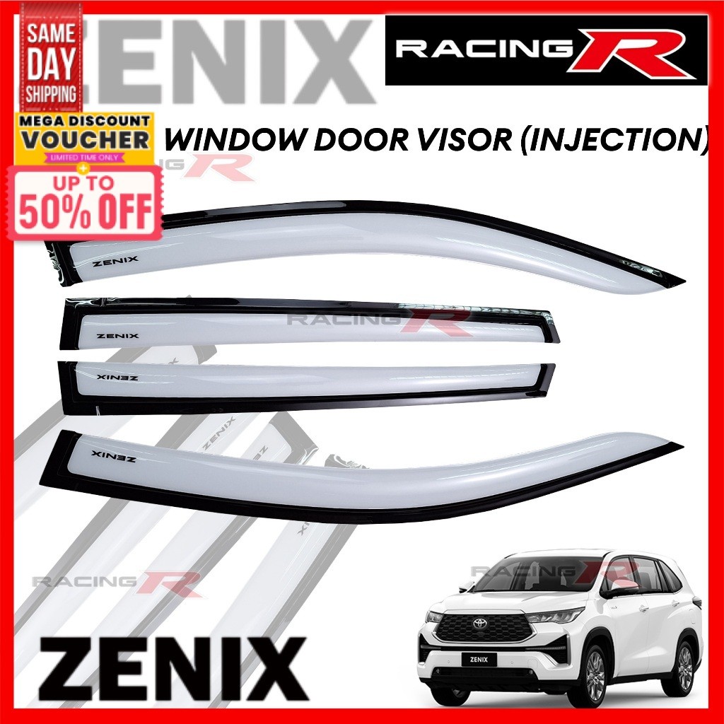 Toyota Zenix 2023 to 2025 INJECTION Window Door Rain Visor BLACK WHITE ...