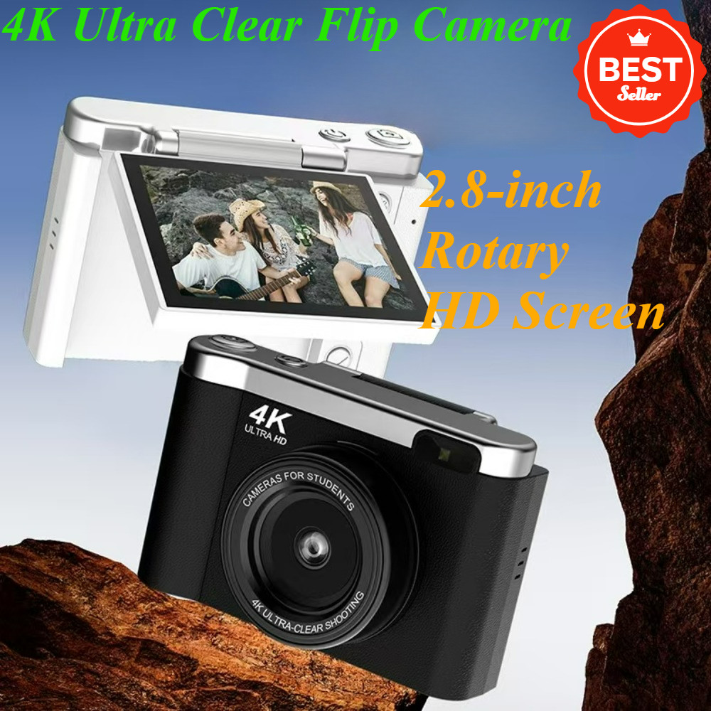 Flip Screen 4K Digital Camera CCD 8x Zoom 4K Resolution 7500W Pixels AF ...