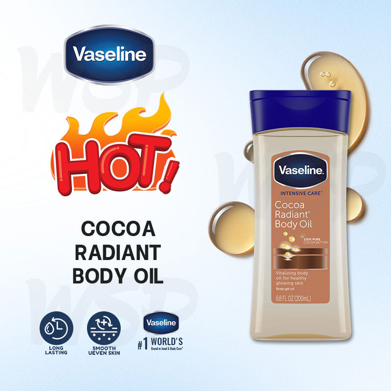 Vaseline Intensive Care Cocoa Radiant Body Oil Moisturizes Dry and Dull ...