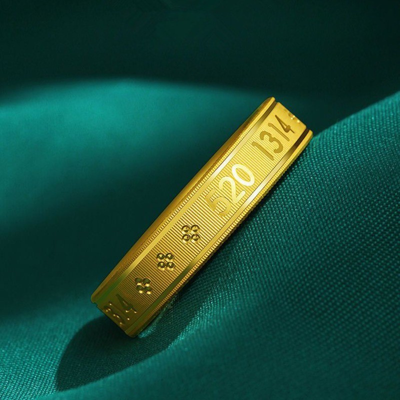 520 1314 Plain Circle Imitation Inheritance Golden Ancient Method Titanium Steel Ring Ring ...