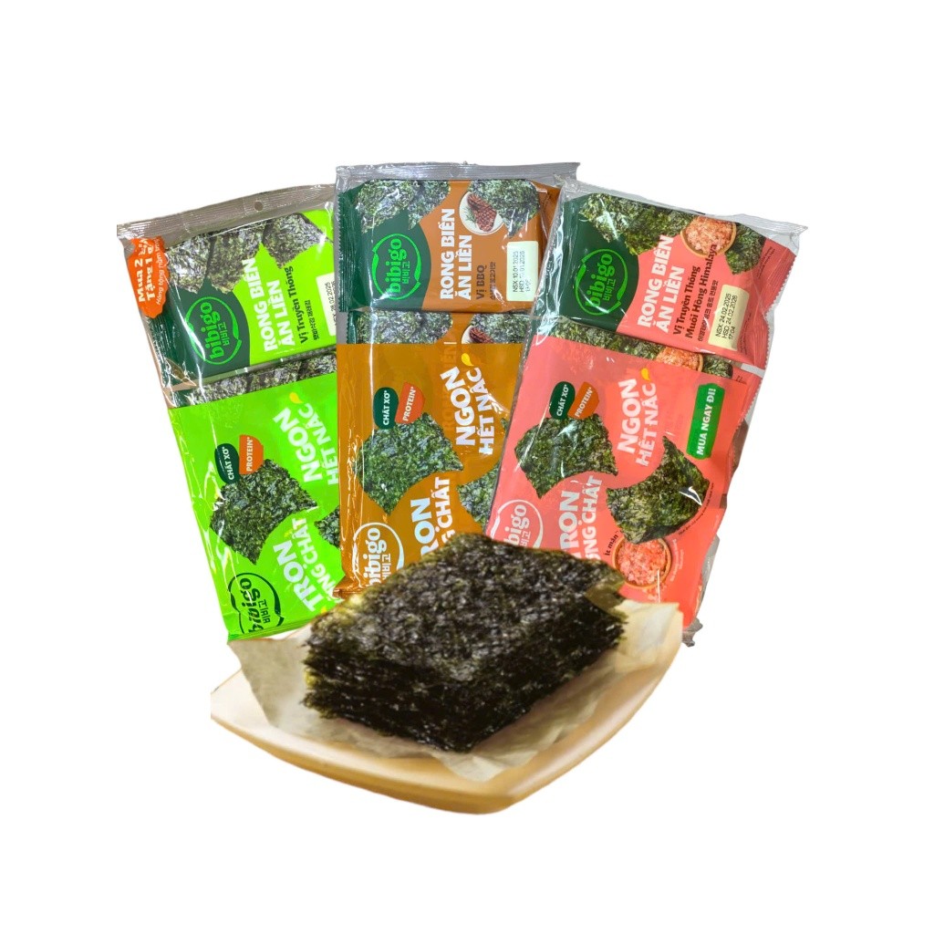 Bibigo CJ Korean instant seaweed 3 packs (traditional flavor, BBQ ...