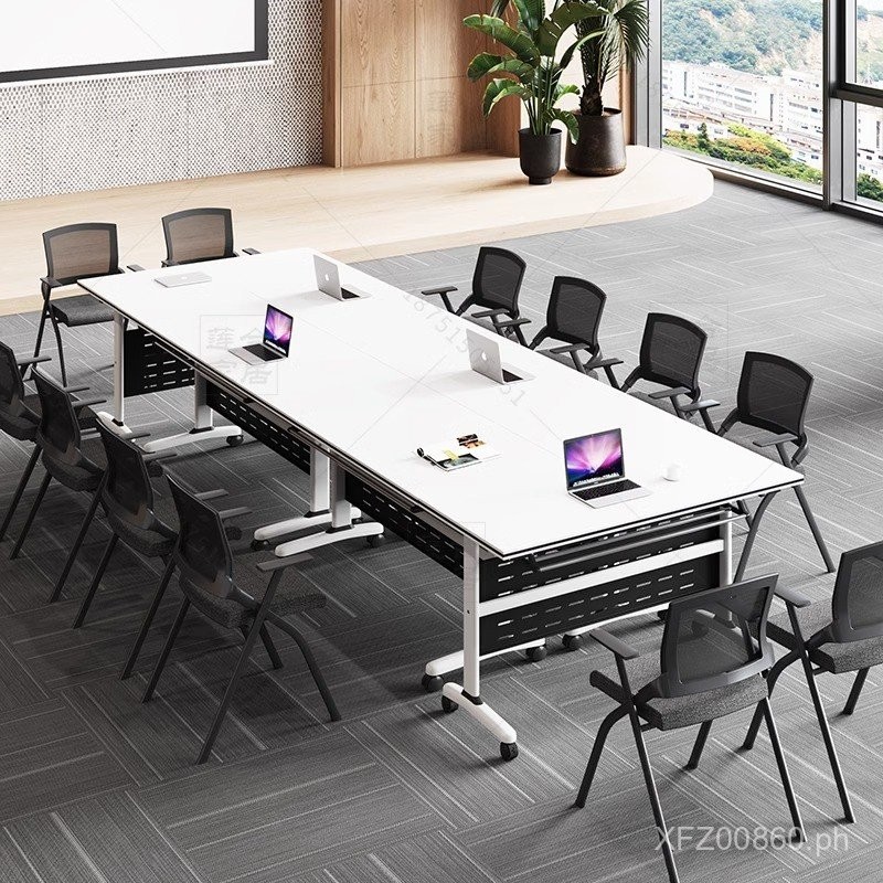 Long Folding Conference Table with Wheels, Extendable and Movable ...