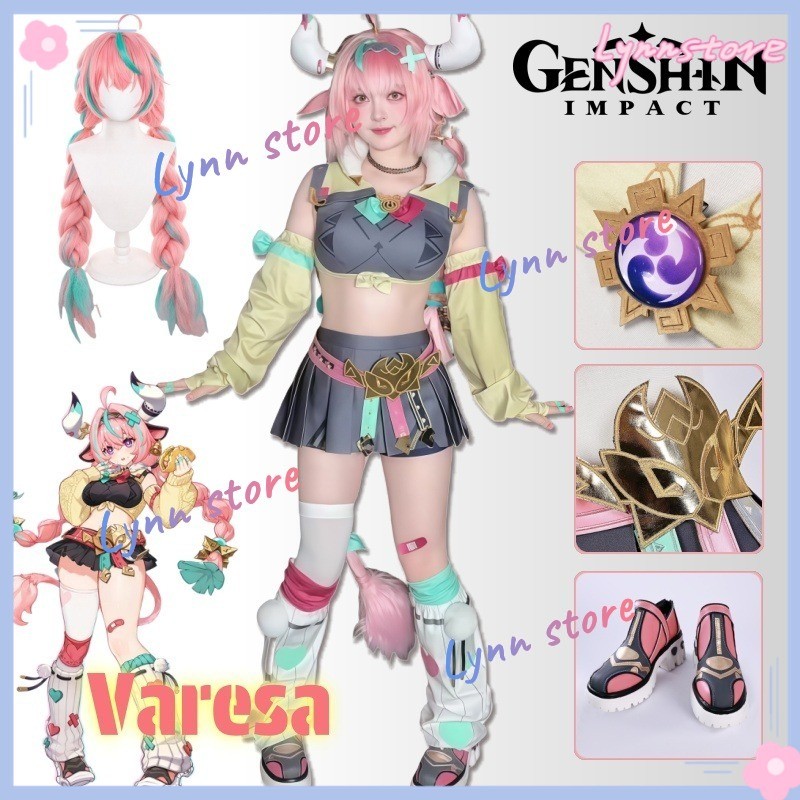 [IN STOCK]Anime GENSHIN IMPACT VARESA Cosplay Costume Skirt Tail Wig ...