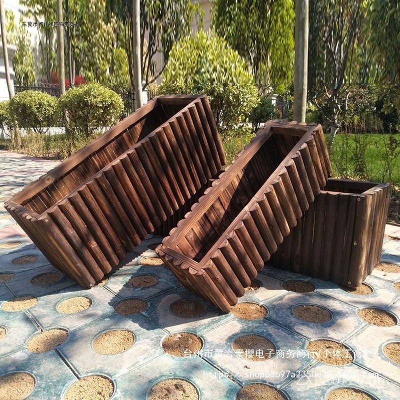 Planting Box Rectangular Flower Pot Wooden Box Outdoor Anti-Corrosion ...