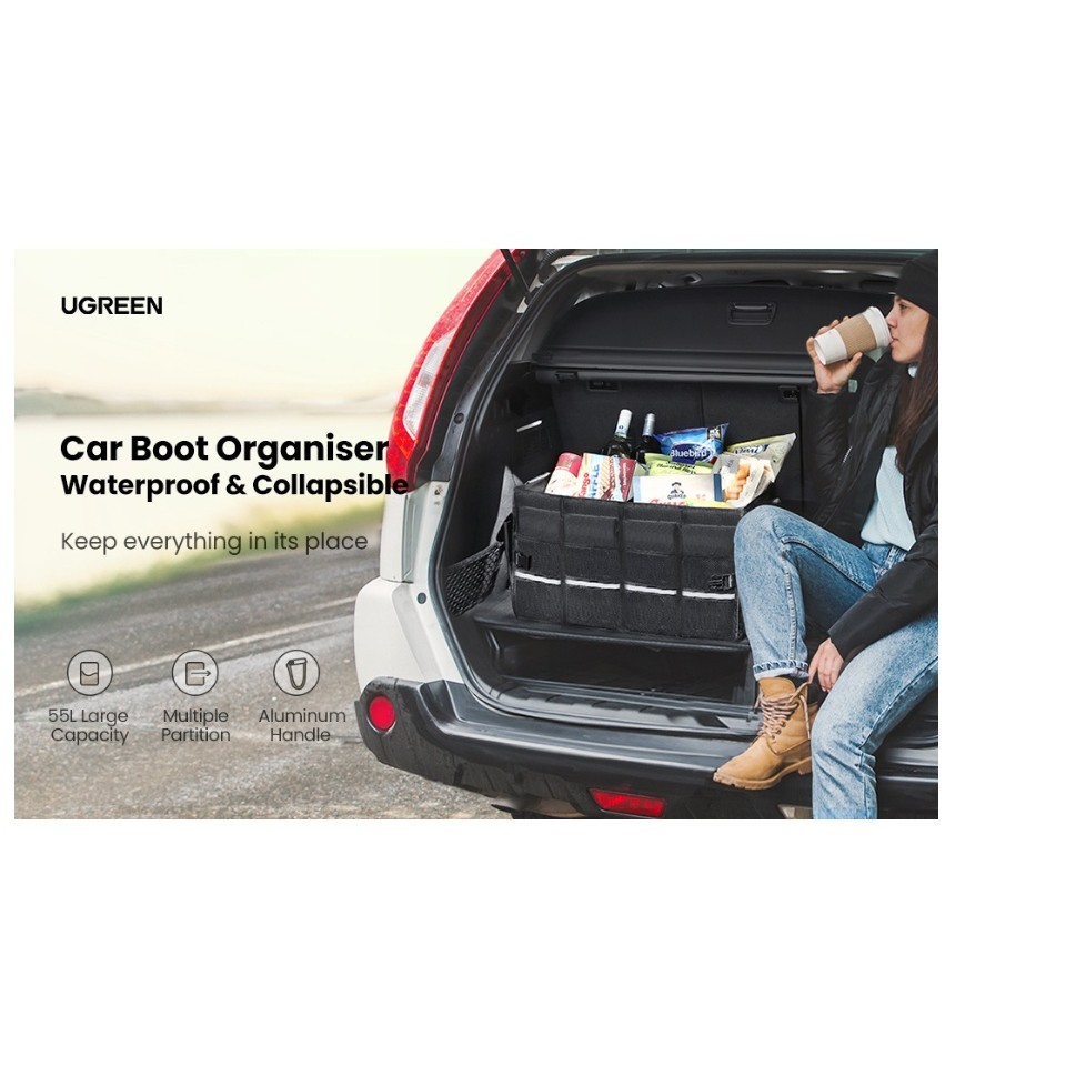 UGREEN Car Boot Organizer, 55L Waterproof Foldable Storage Tidy Box ...