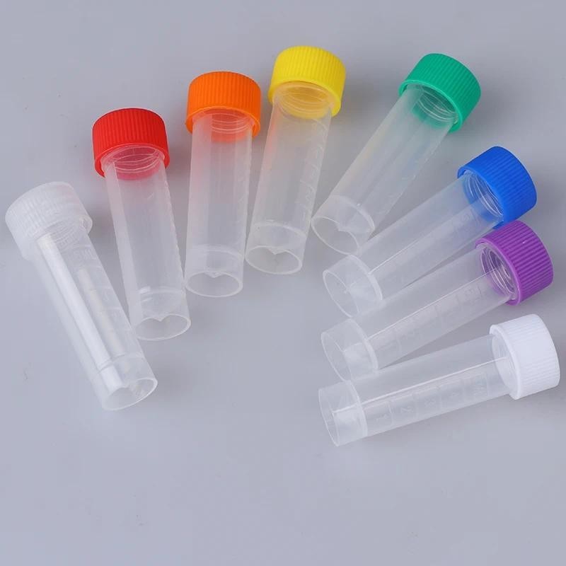 25Pcs 5ml Plastic Graduated Cryovial Plastic Test Tube Freezing Tube ...