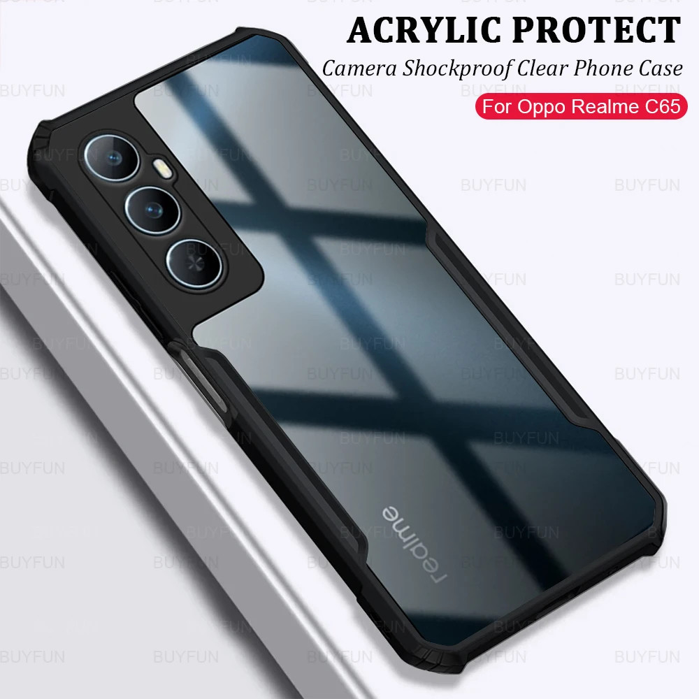 Realme C65 Case Transparent Acrylic Armor Shockproof Coque For Realme ...