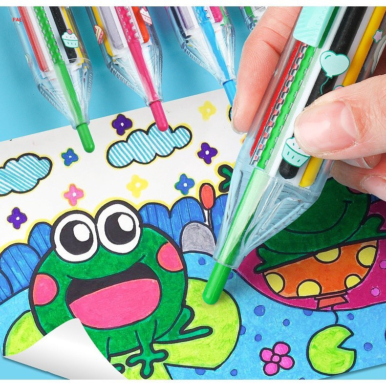 PAE 8 in 1 Rotating Color Crayon Pen Creative Pressing Paintbrush ...