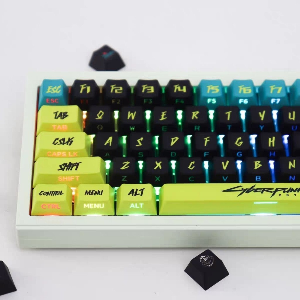 Cyberpunk Translucent Keycap Letter Side-engraved Cherry Profile PBT ...