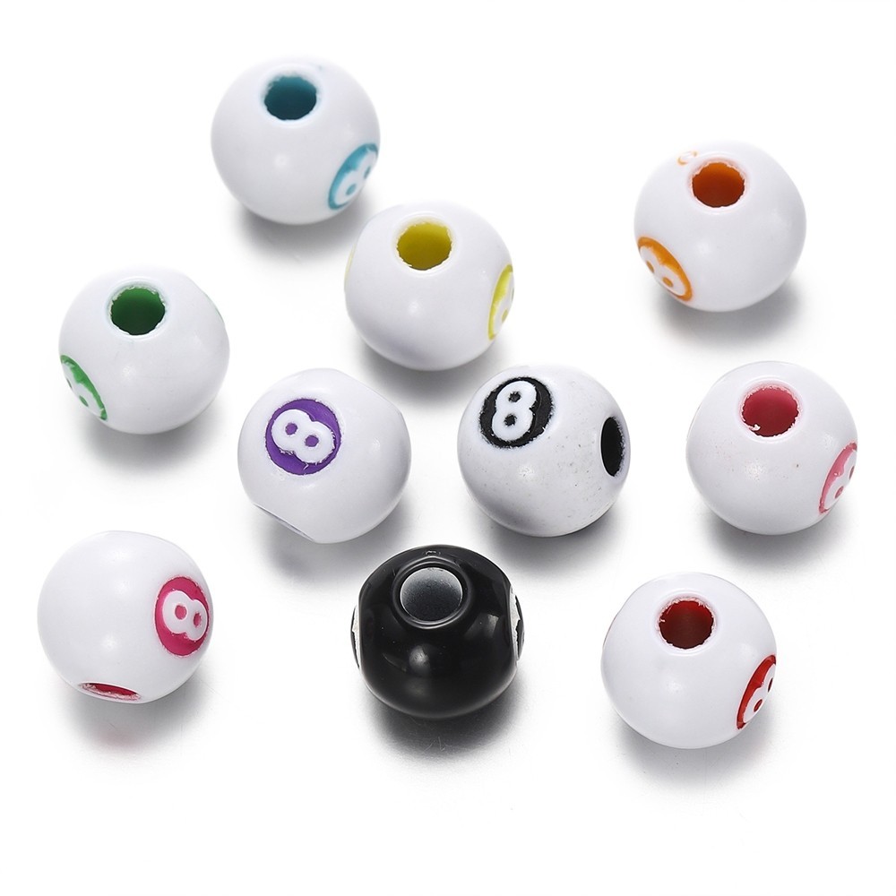 St.kunkka 20-50Pcs 10 * 11mm Acrylic Black 8 Billiard Color 8 Billiard ...