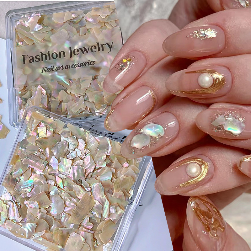 LILYCUTE Auroras Mica Shell Nail Decoration Slice Texture Nail Sequins ...