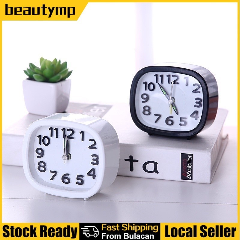 Simple Mini solid color home alarm clock Rectangle Table Silent Desktop ...